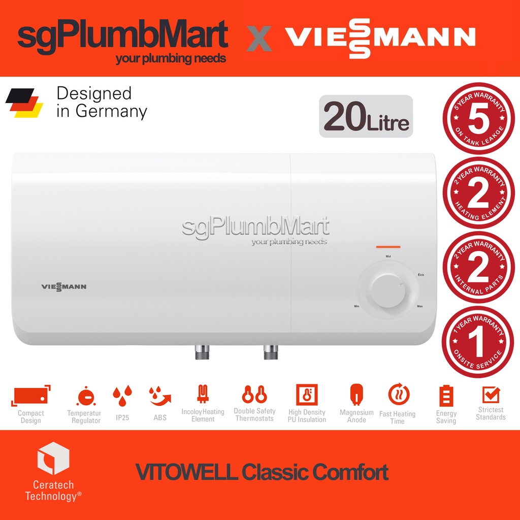 sgPlumbmart x Viessmann Storage Water Heater Slim 20 litres (Height ...