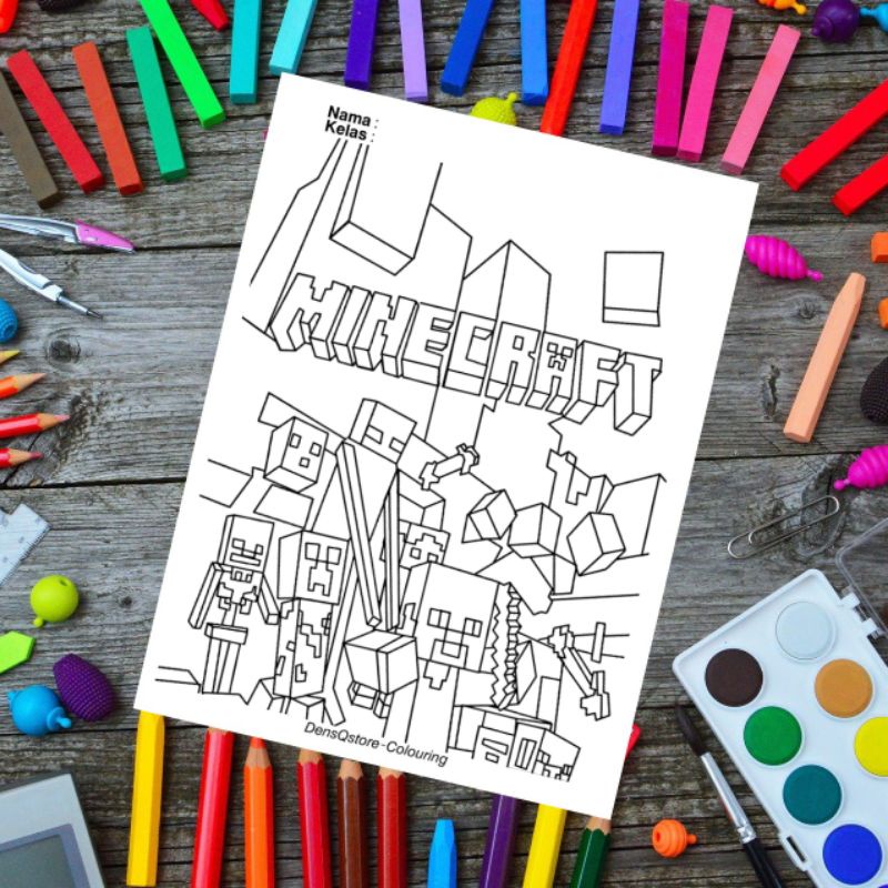 Minecraft Theme Kids Coloring Paper/Drawing Paper (10 Sheets) | Shopee ...