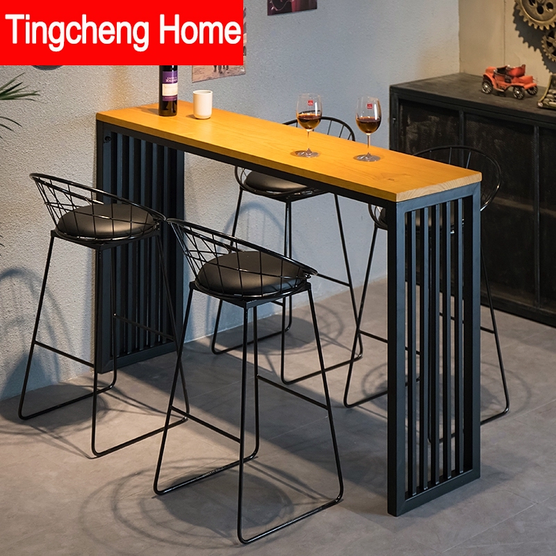 Solid wood bar table home long dining table nordic leisure bar table ...