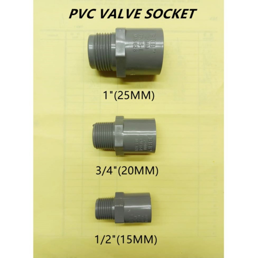 PVC Pipe Fittings Valve Socket Joint Pipe / Paip Plastik Penyambung ...