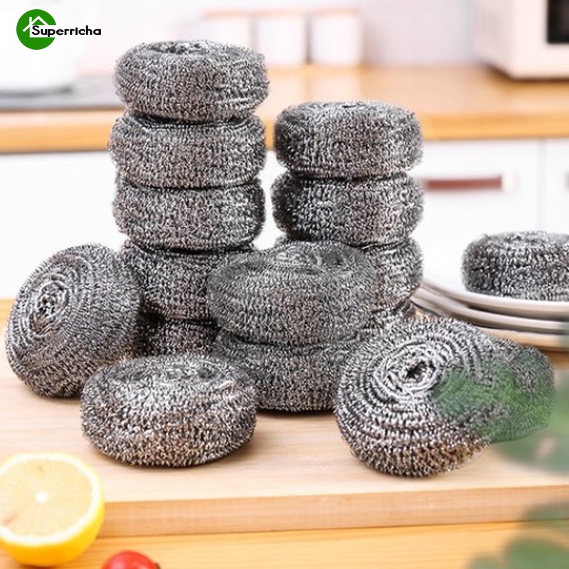 6 PCS Stainless Steel Sponges Scrubbers Cleaning Ball/Steel Metal ...