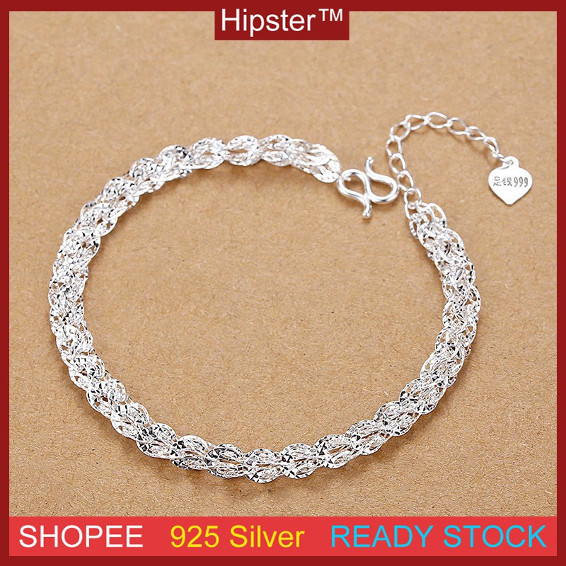 925 Silver Bracelet Simple Retro Silver Ornaments | Shopee Singapore