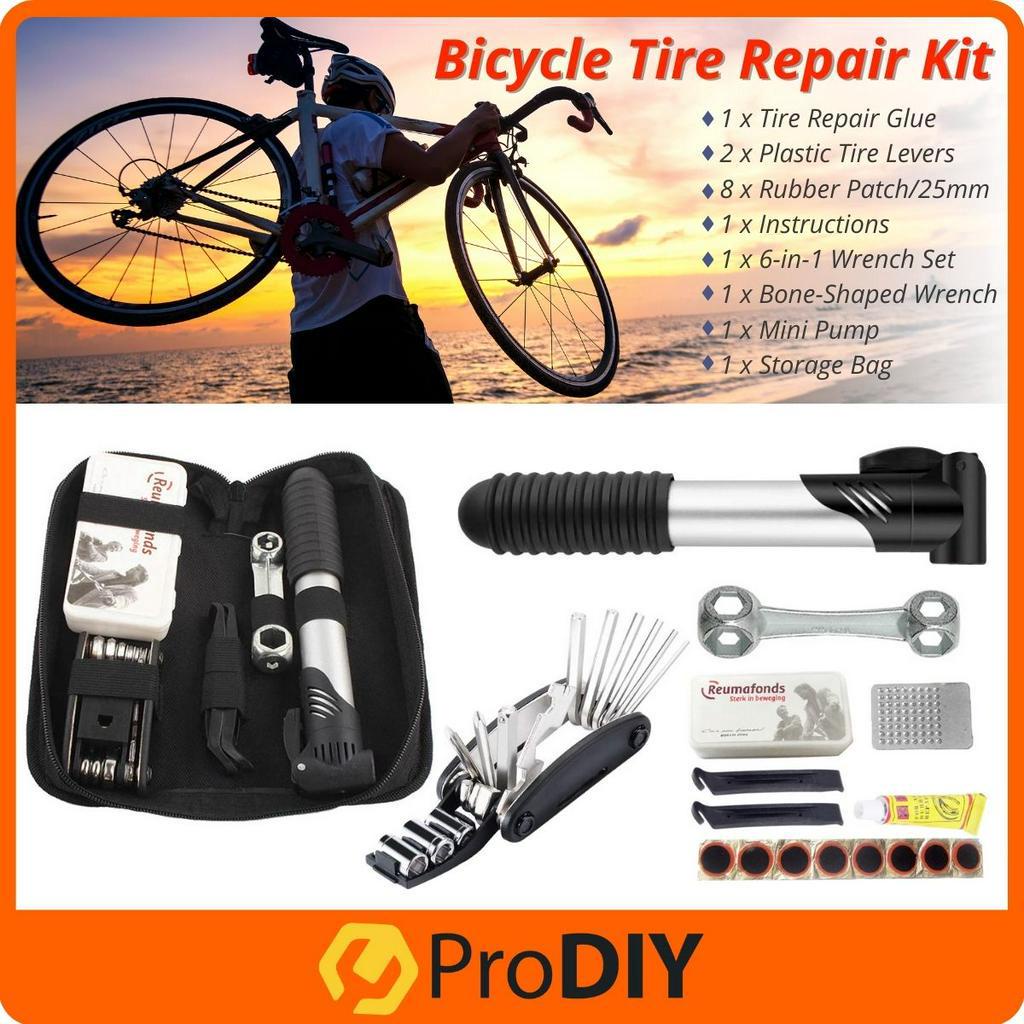 16 IN 1 Bicycle Repair Kit With Pump Bag Multi-Function Screwdriver Tools Puncture Levers ...