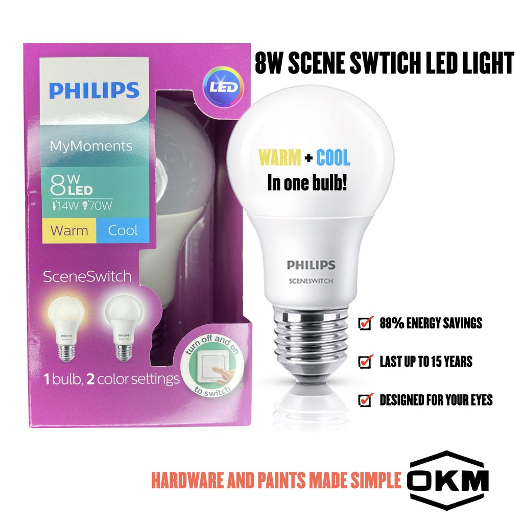Philips LED Light (Scene Switch) - 8W (70W)/E27 | Shopee Singapore