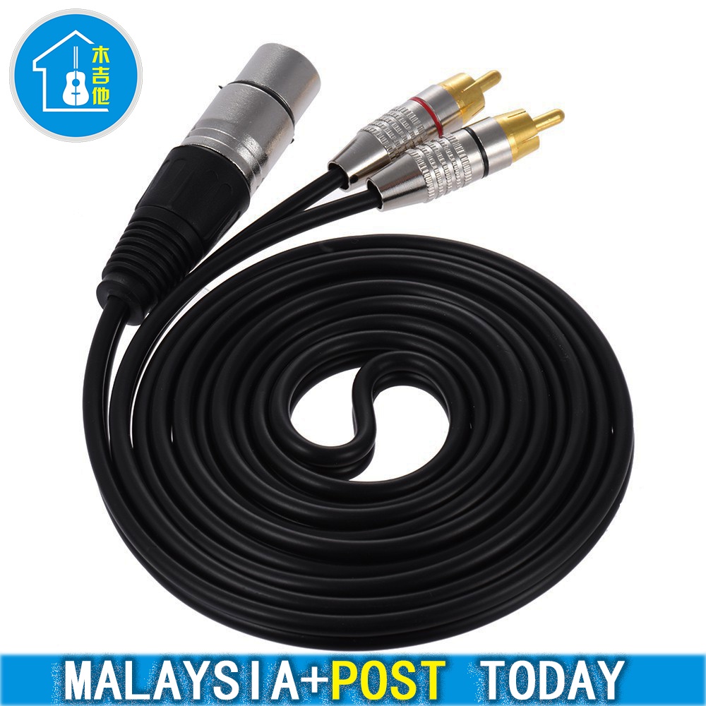 1 XLR Female to 2 RCA Male Plug Stereo Audio Cable Connector Y Splitter ...
