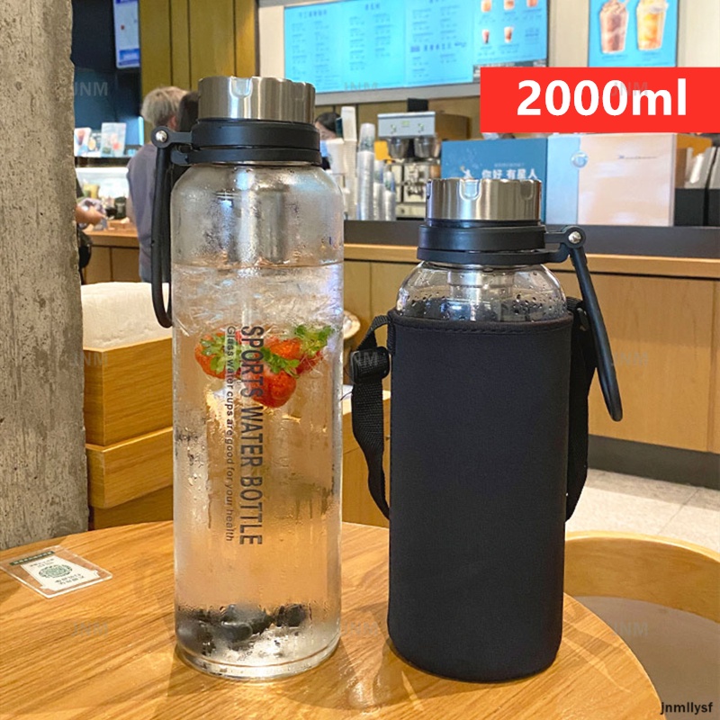 [SG stock] 2000ml Large Capacity Glass Water Bottle Sport Water Bottle ...