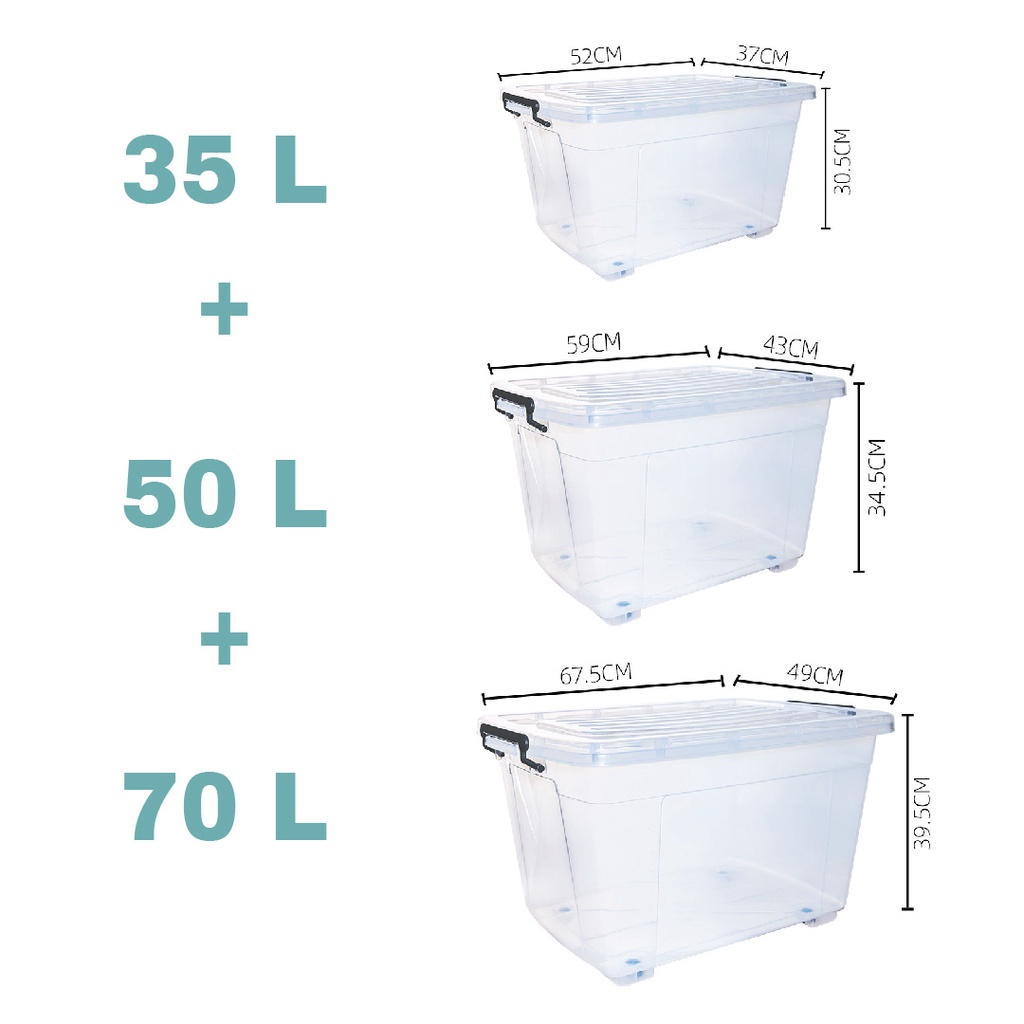 Opus transparent stackable storage box with side handles and 4 wheels ...