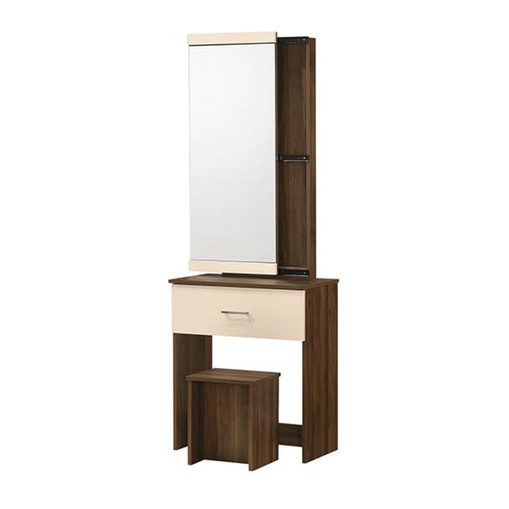Living Mall Minna Series Dressing Table With Mirror In Walnut And White ...