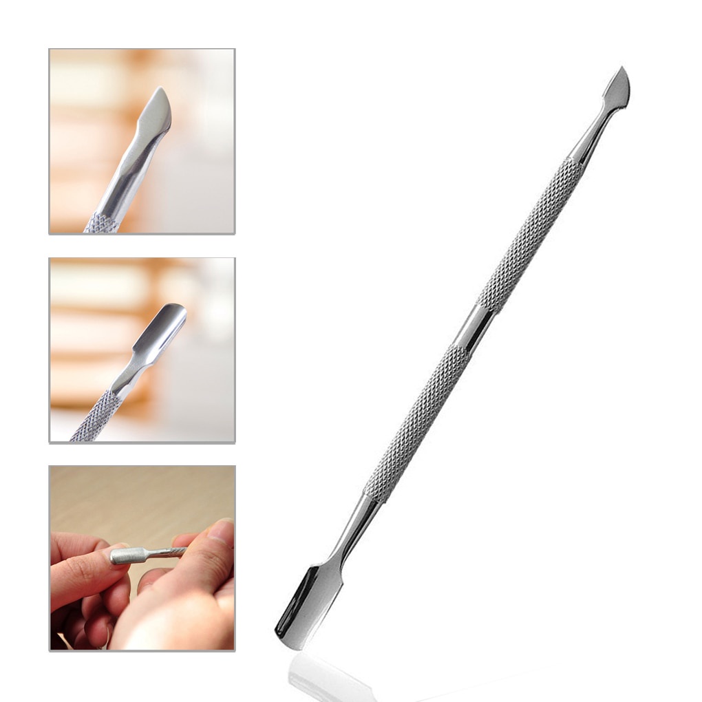 Double-end Silver Cuticle Remover Stainless Steel Finger Dead Skin Cut ...