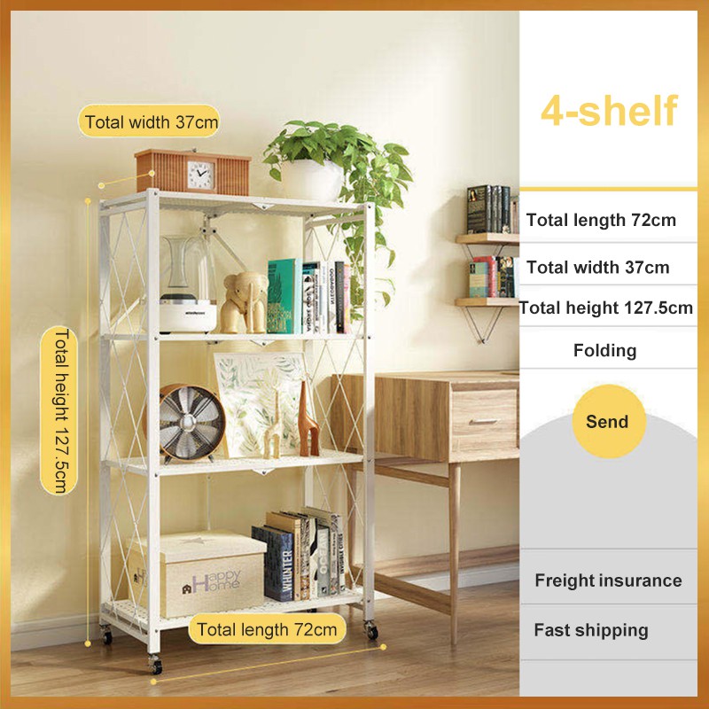 [SG Ready Stocks]Folding Storage Rack with Wheel Movable for Kitchen ...