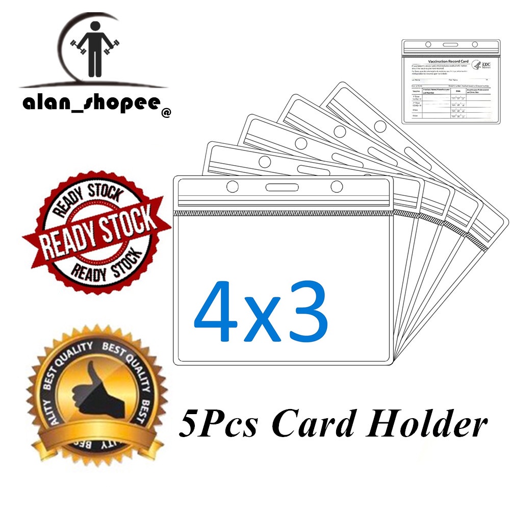 5Pcs Card Protector, 4 X 3 Inches PVC Cards Holder Visiblely Clear ID ...