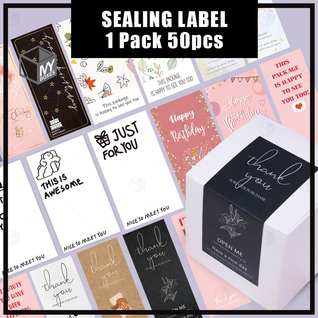 50PCS Sealing Stickers Thank You Sticker Waterproof Rectangle Size ...