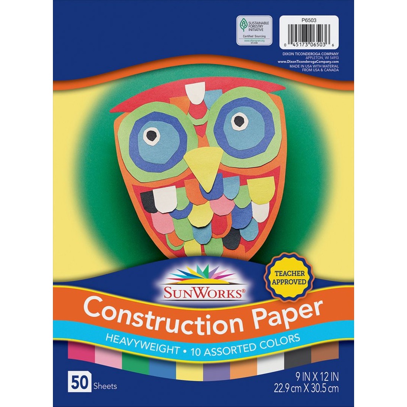 Pacon Sunworks Heavyweight Construction Paper 9x12in, 10col, 50sht ...