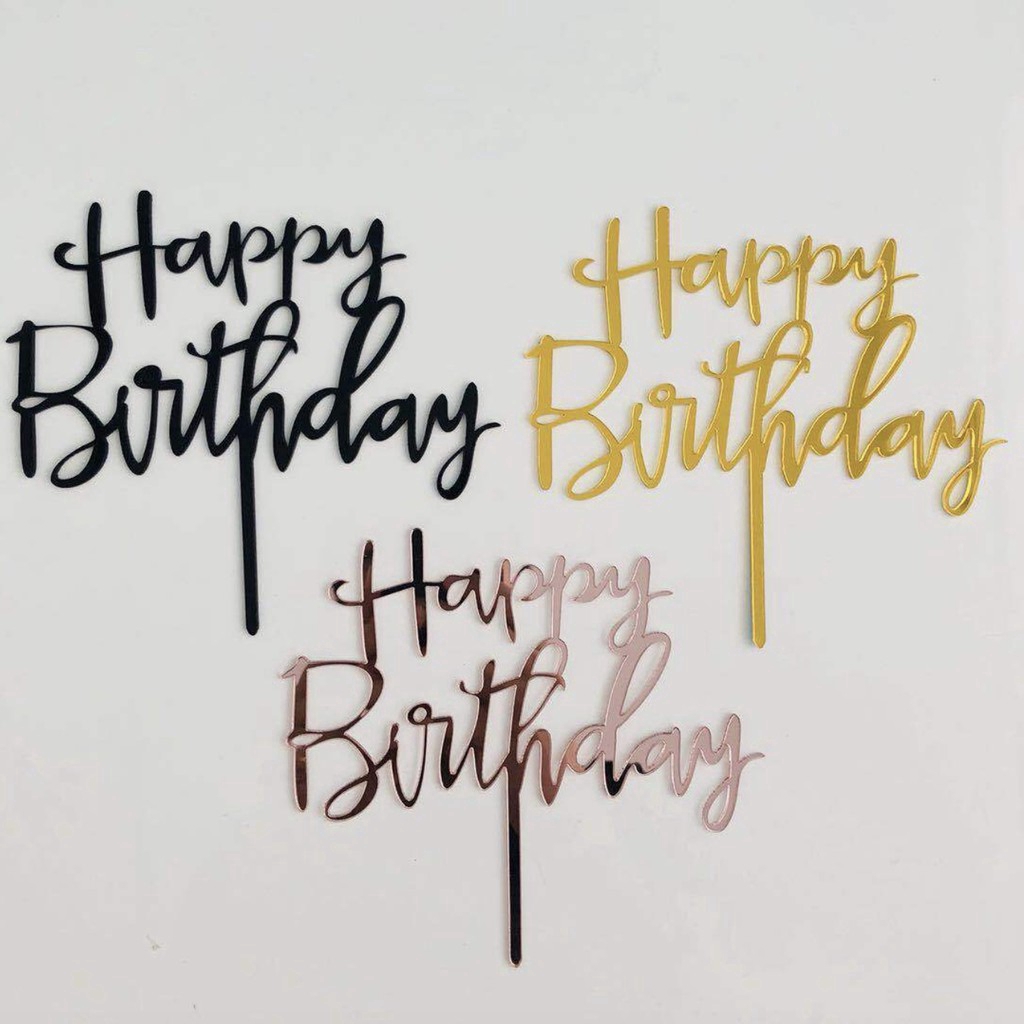 20 Styles Acrylic Material Plastic Happy Birthday Cake Topper ...