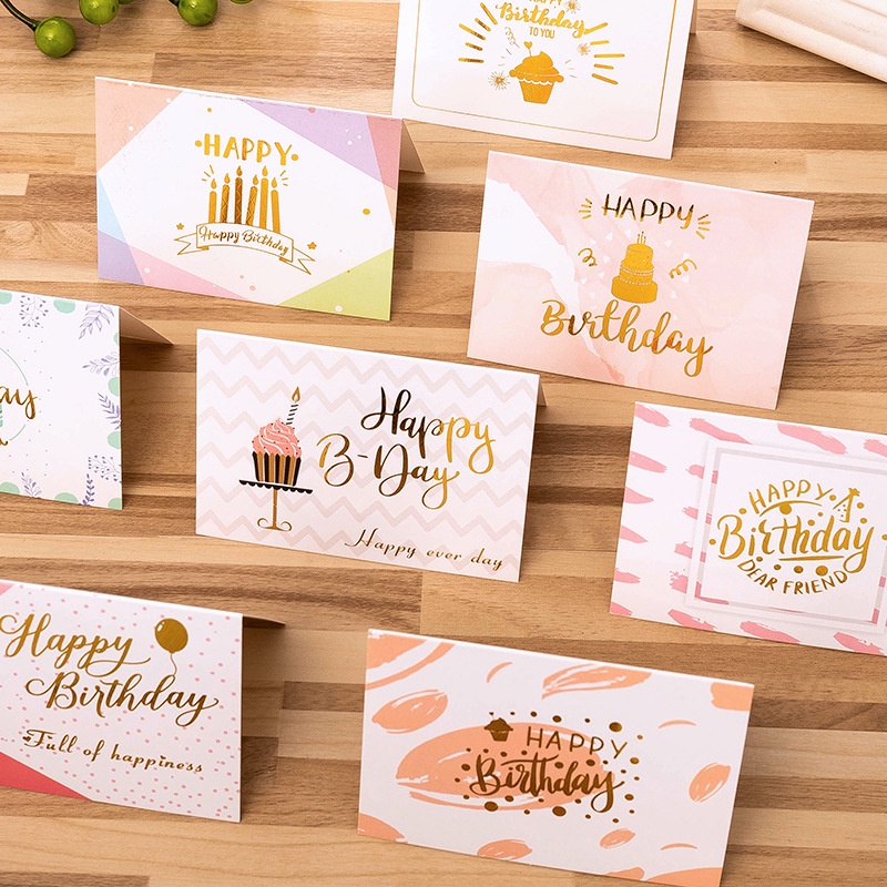 8 Style Happy Birthday Greeting Card Note Message Cards Bouquet Gifts ...