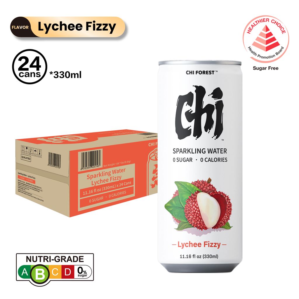 Chi Forest Lychee Fizzy Soda Sparkling Water Drink 330ml x 24 Cans | Shopee Singapore