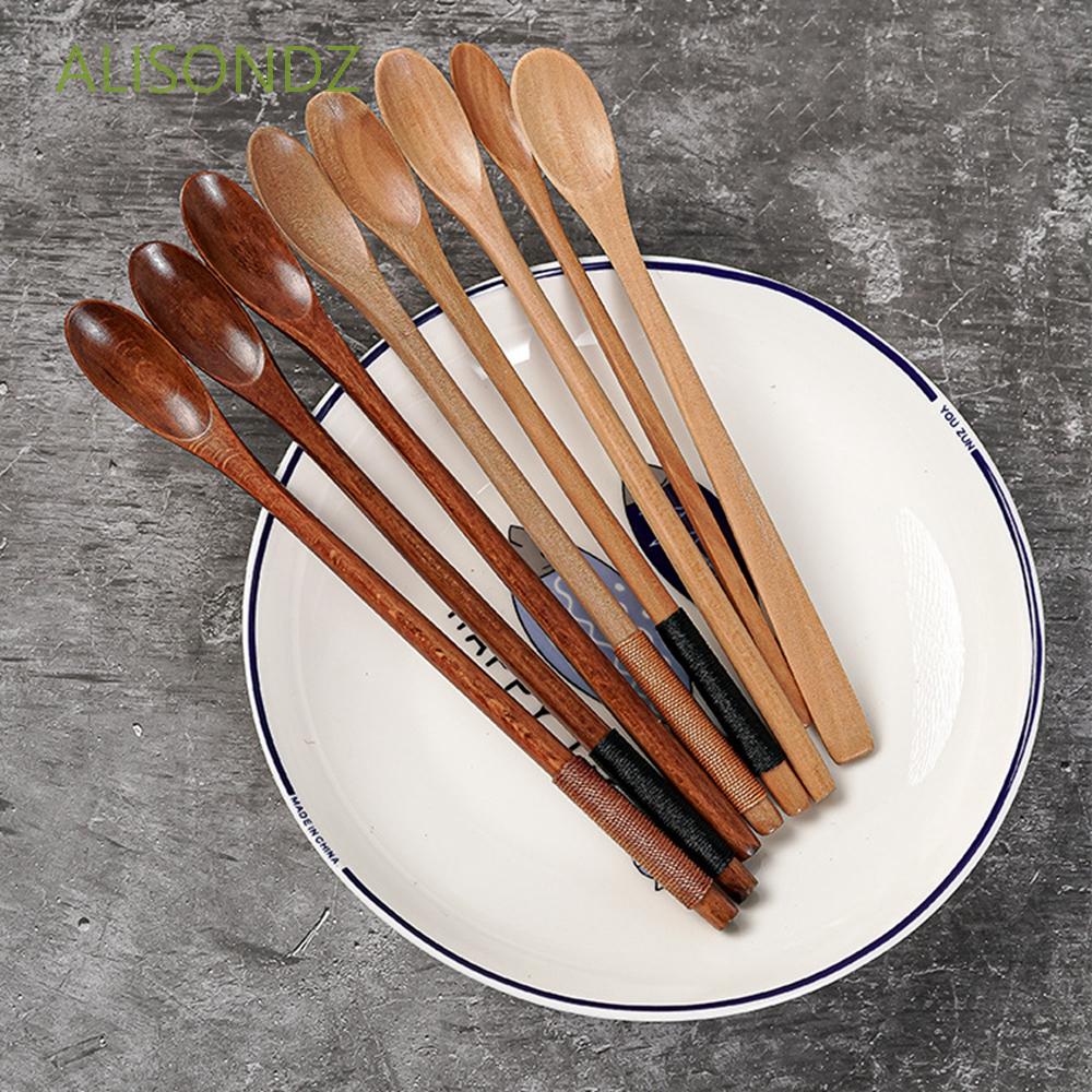 ALISONDZ Durable Coffee Spoon Wooden Tableware Honey Spoon Long Handle ...