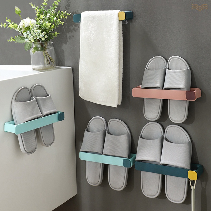 Wall Mounted Slippers hanger Shoe Rack Shelf Shoe Organizers Bathroom ...