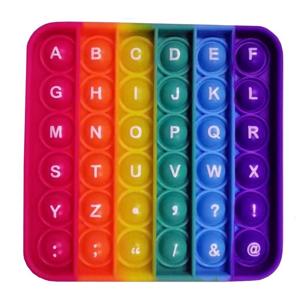 Rainbow English Alphabet Numbers Fidget Pop It Toys Game for Kid Push ...
