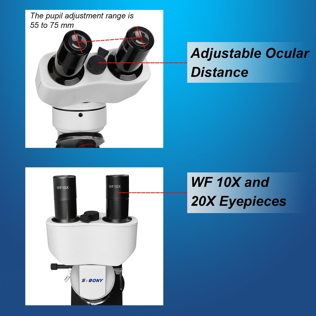 SVBONY SV605 Led Light Microscope 80X-1600X Double Barrel Biological ...
