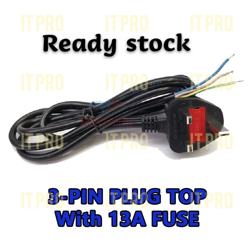 PRO Power Supply 3 PIN Plug Top with 3 core Cable UK PLUG with Fuse 13A ...