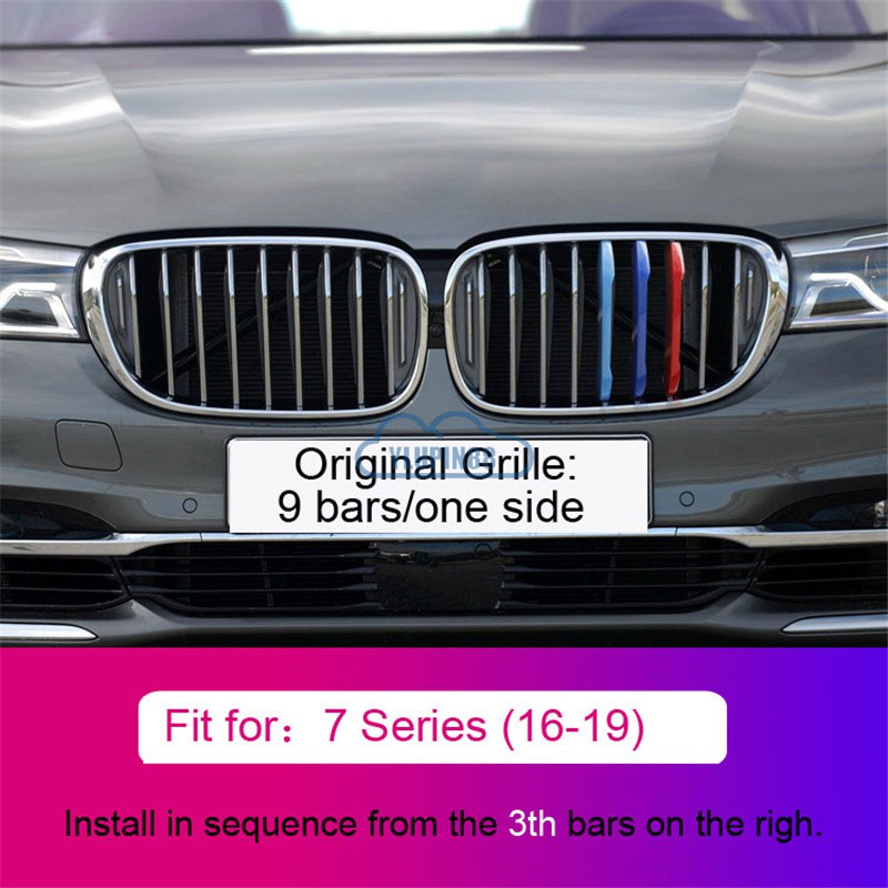 3pcs BMW M Sport Sticker Car Kidney Grill Clip Cover 3 Color Front ...
