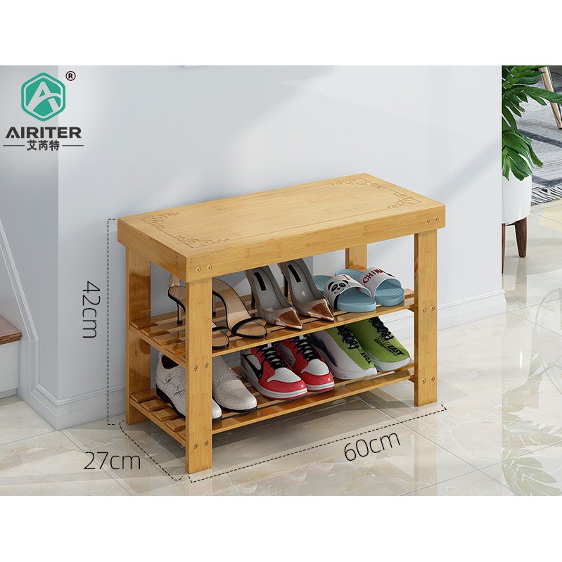 (SG SELLER) ♦Bamboo Shoes Bench Shoe Rack Seat/Convenient Seat Wearing ...