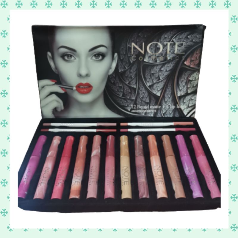 NOTE COSMETIC 12 LIQUID MATTE + 4 LIP LINER BOX (16PCS) | Shopee Singapore