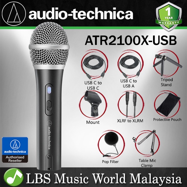 Audio Technica ATR2100x-USB USB XLR Mic Cardioid Dynamic Microphone For ...
