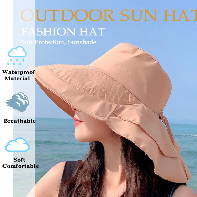 Crosail Women Bucket Summer Neck Protection Sun Hat Travel Broadside ...