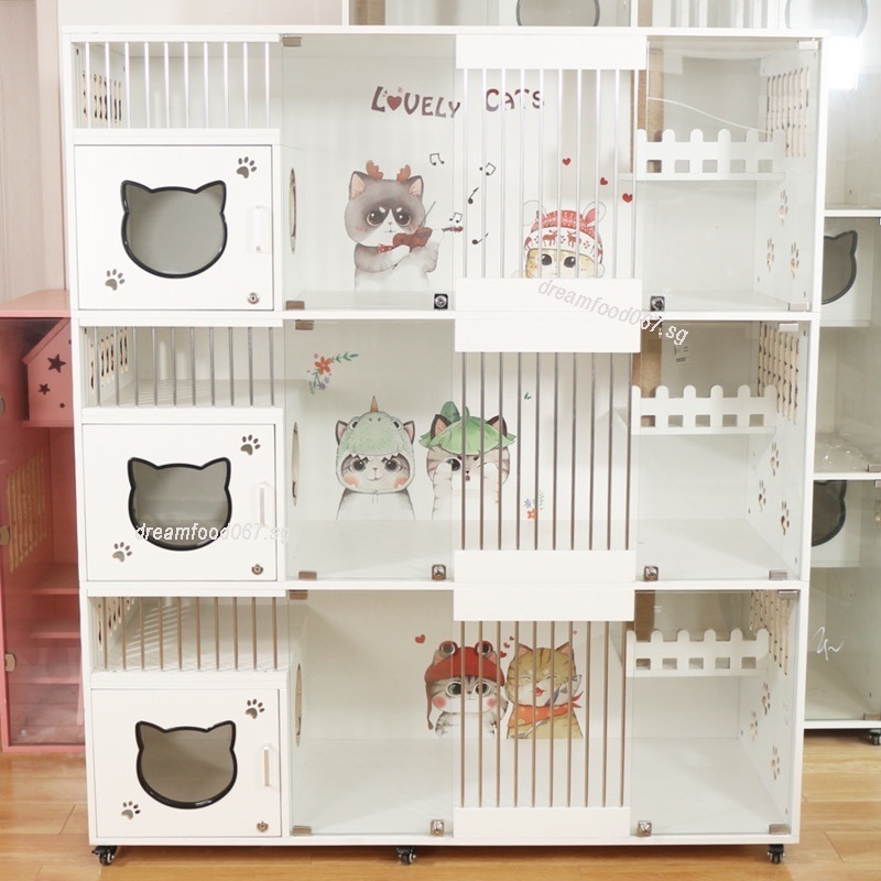 Solid Wood Cat Cage Large Cat Villa Pet Display Cabinet Breeding Cage ...