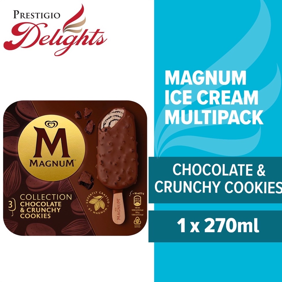 Magnum Chocolate & Crunchy Cookies Ice Cream Multipack 3x90ml - By ...