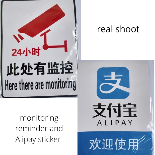 Warning PVC Sign board Stickers Monitoring Signs Reminder and Alipay ...