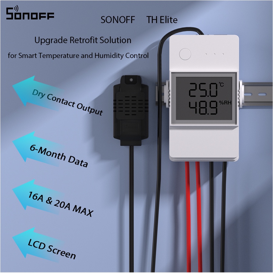 Sonoff Th Elite 16A/20A Wifi Smart Switch Temperatuur En Vochtigheid ...