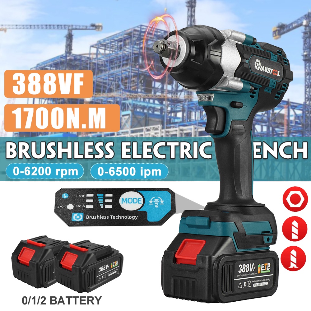 1700N.M 22900mAh High Torque Brushless Electric Impact Wrench 1/2Inches ...