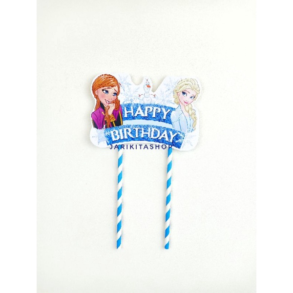 CAKE TOPPER BANNER STRAW HAPPY BIRTHDAY FROZEN ELSA ANNA CAKE ...