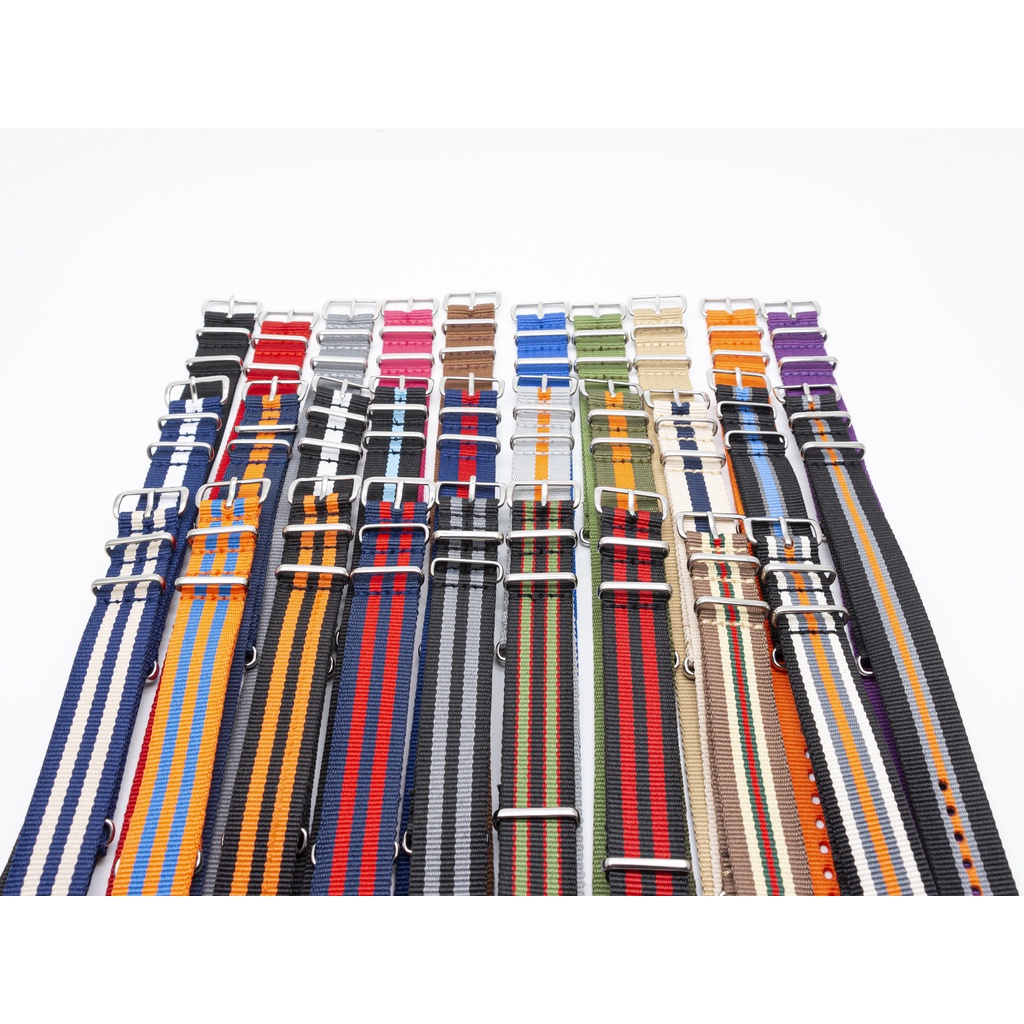 Watchband Stripe Replacement Men Women's Nylon Watch Band With Silver ...