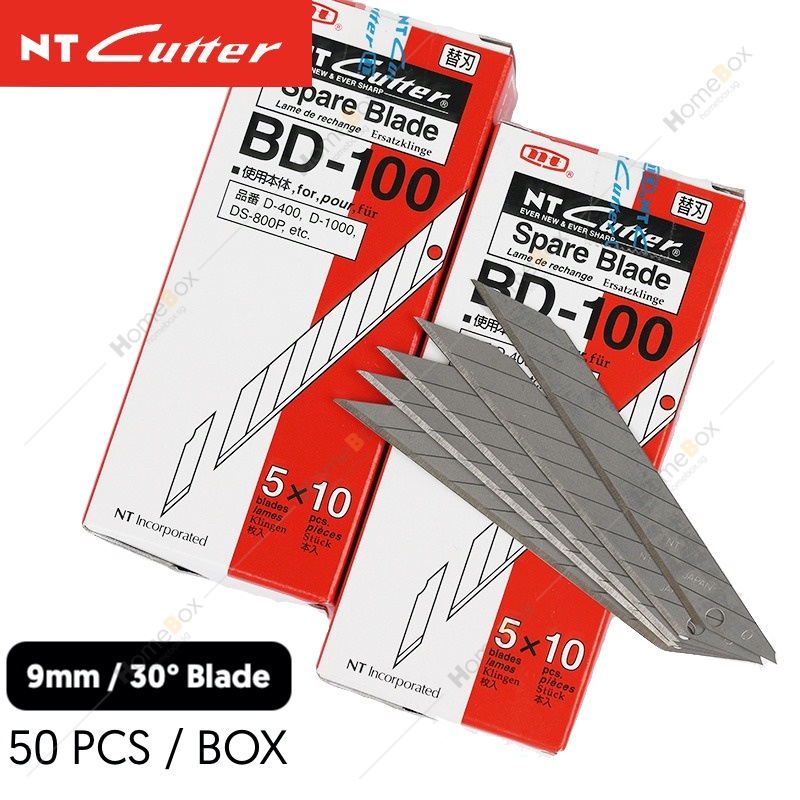 [HOMEBOX] 🇸🇬 NT JAPAN CUTTER BD-100 SPARE BLADE KNIFE REFILL [1 BOX -50PCS] | Shopee Singapore