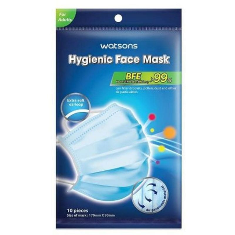 Watsons Hygienic Face Mask 3 Ply (10 pcs) | Shopee Singapore