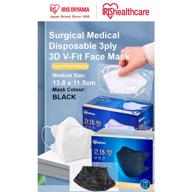 IRIS Healthcare NMK-50LB Surgical Medical Disposable 3ply 3D V-Fit Mask ...