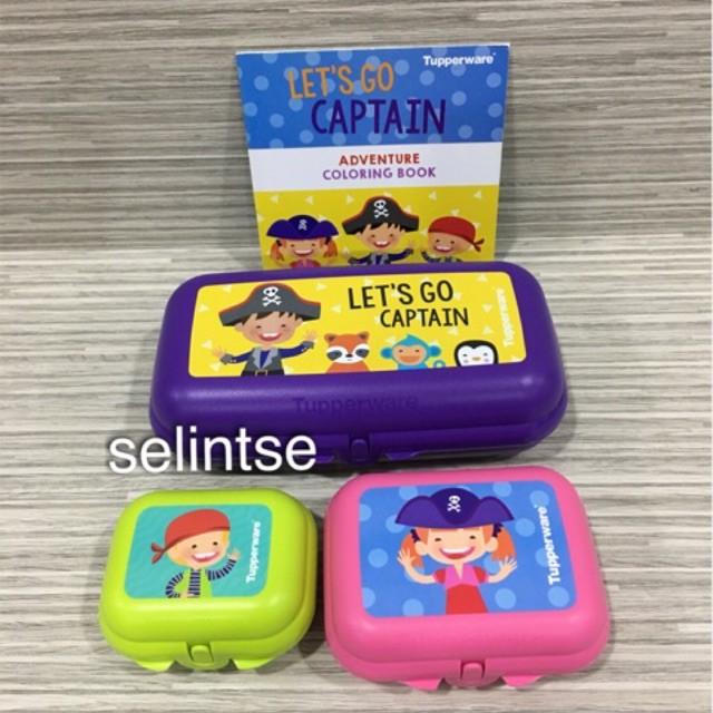 TUPPERWARE CAPTAIN OYSTER LUNCH BOX 3PCS STORAGE BOX FREE COLORING ...