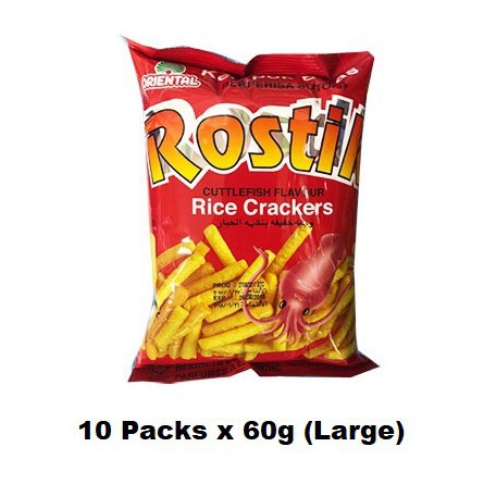 10 Packs Rostik Cuttlefish Flavour Rice Crackers 60g | Shopee Singapore