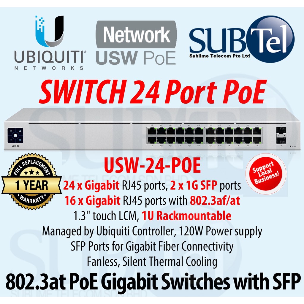 USW-24-POE Gen 2 ( newer version of US-24-250W ) Ubiquiti 95W UniFi ...