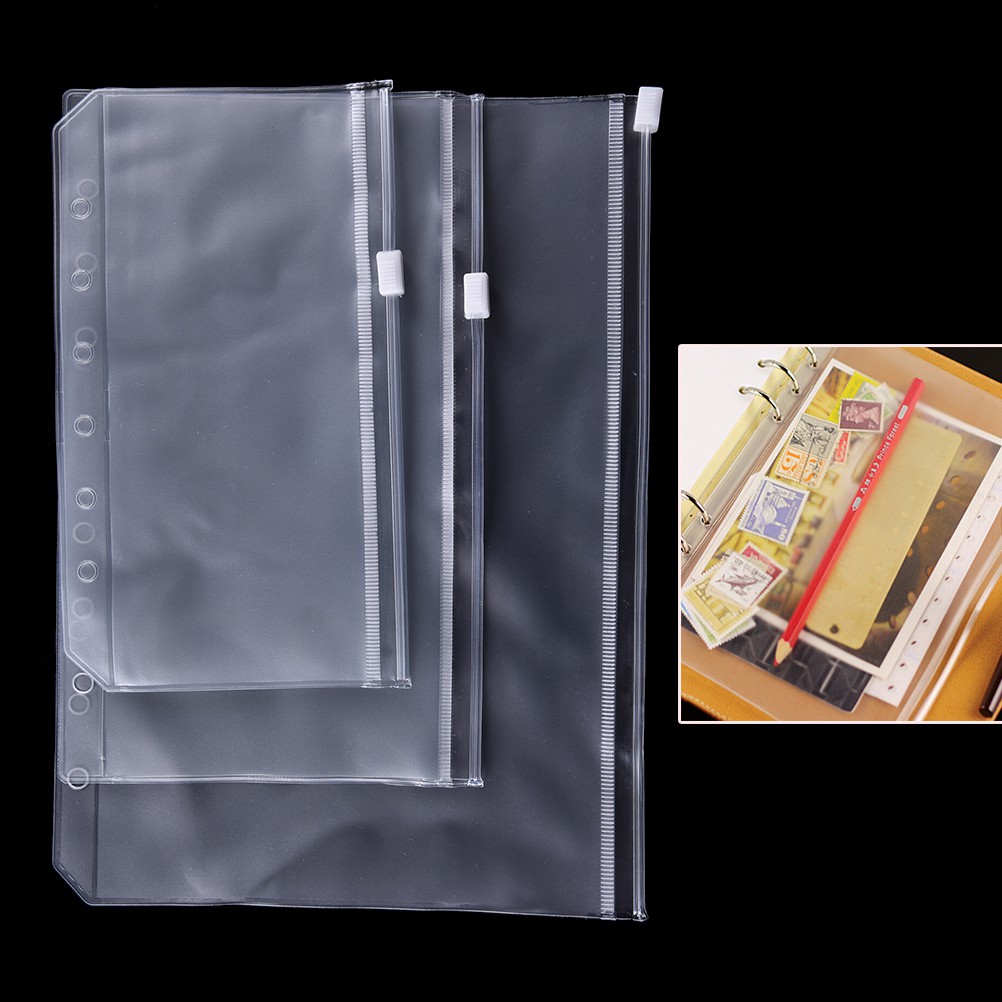 A5/A6/A7 Transparent Zip Lock Envelope Binder Pocket Refill Organiser ...