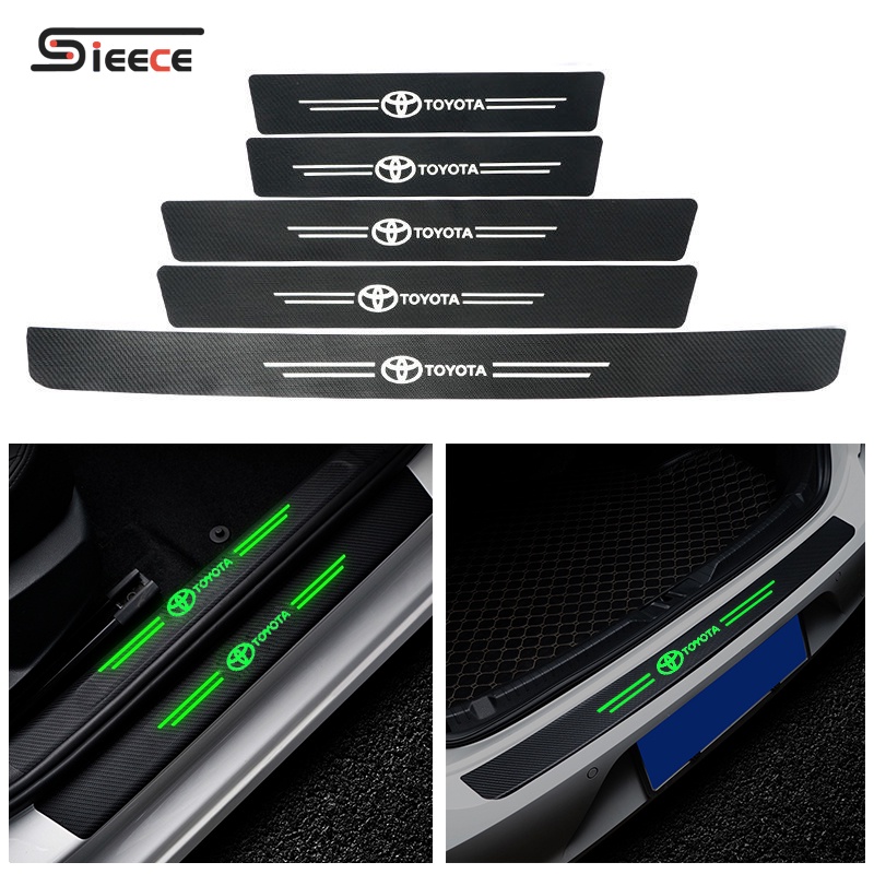 Sieece Car Door Sill Protector Carbon Fiber Luminous Door Sill ...