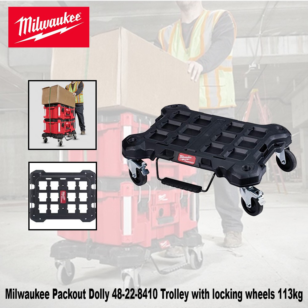 Milwaukee Packout Flat Trolley 48-22-8410 Trolley With Locking Wheels ...