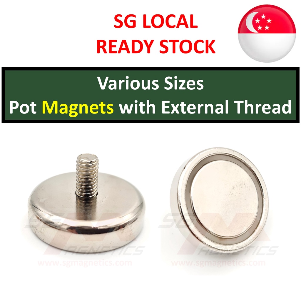 SG Magnets External Thread Pot Magnets - Neodymium screw heavy duty ...
