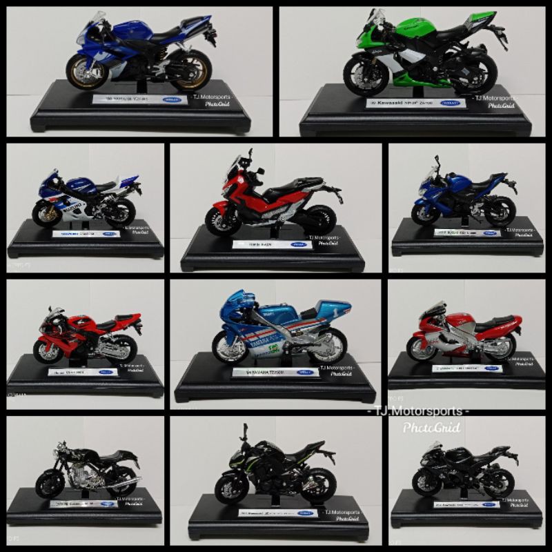 Welly Diecast Kawasaki Ninja ZX10R Z1000 Suzuki Gsxr 750 Yamaha R1 ...