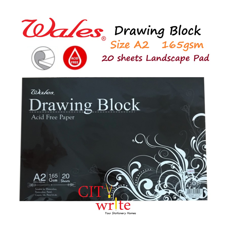 Landscape Size A2 165gsm Drawing Pad Art Craft Architectural ...