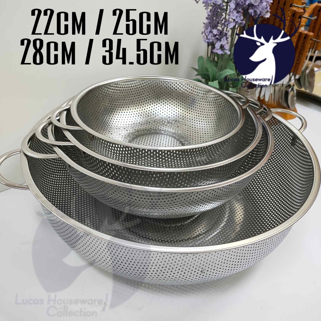 STAINLESS STEEL COLANDER STRAINER/SIEVE FRUIT FOOD BASKET/FOOD DRAIN ...